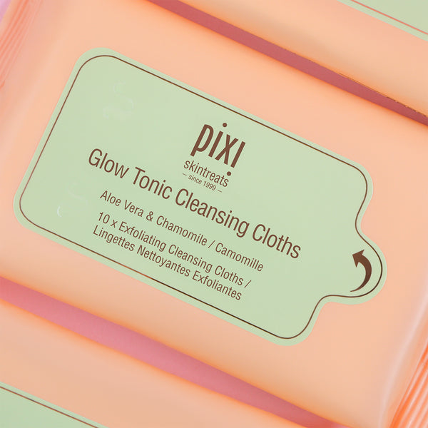 Glow Tonic Cleansing Clothes - Exfoliating Makeup Remover Wipes - Pixi ...